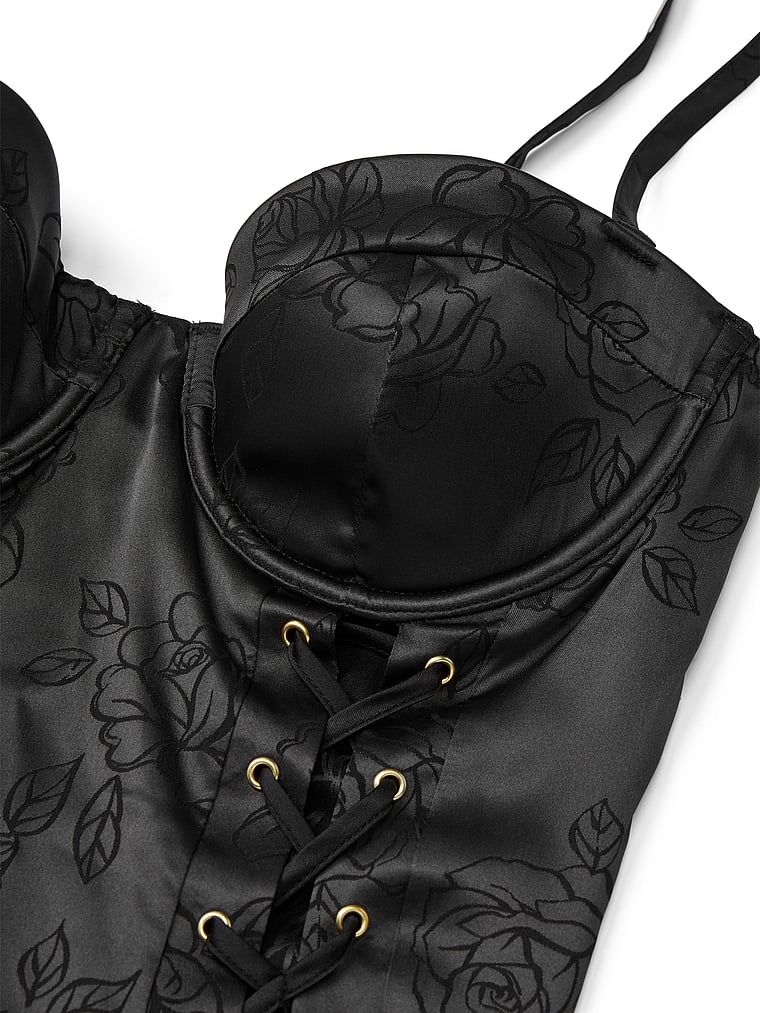 Buy Satin Jacquard Lace-Up Strapless Teddy, - Order undefined online ...