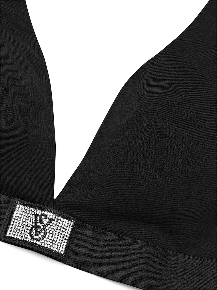 Buy Shine Patch Cotton Wireless Plunge Bralette, Black - Order ...